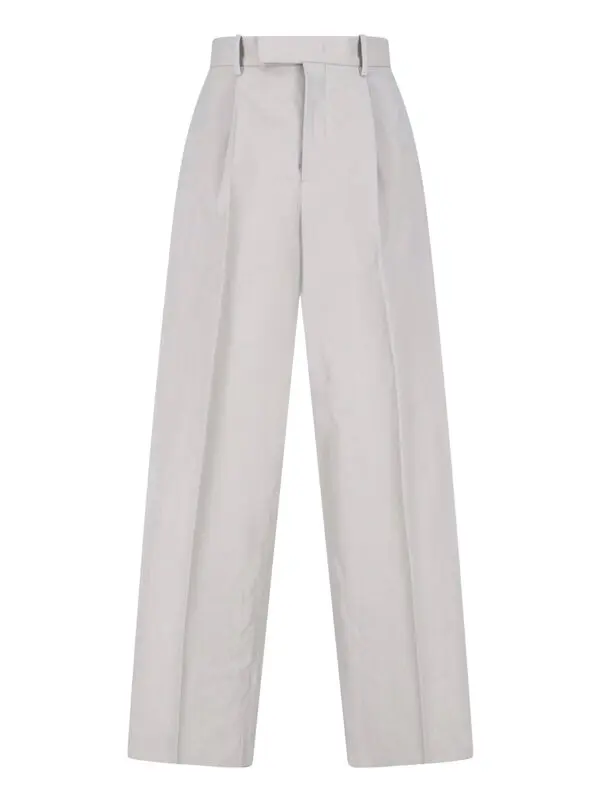 JIL SANDER 100% Cotton Tailored Trousers - Grey