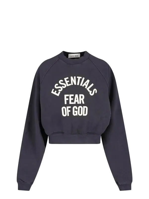 Fear Of God Logo Cotton Crewneck Sweatshirt - Black