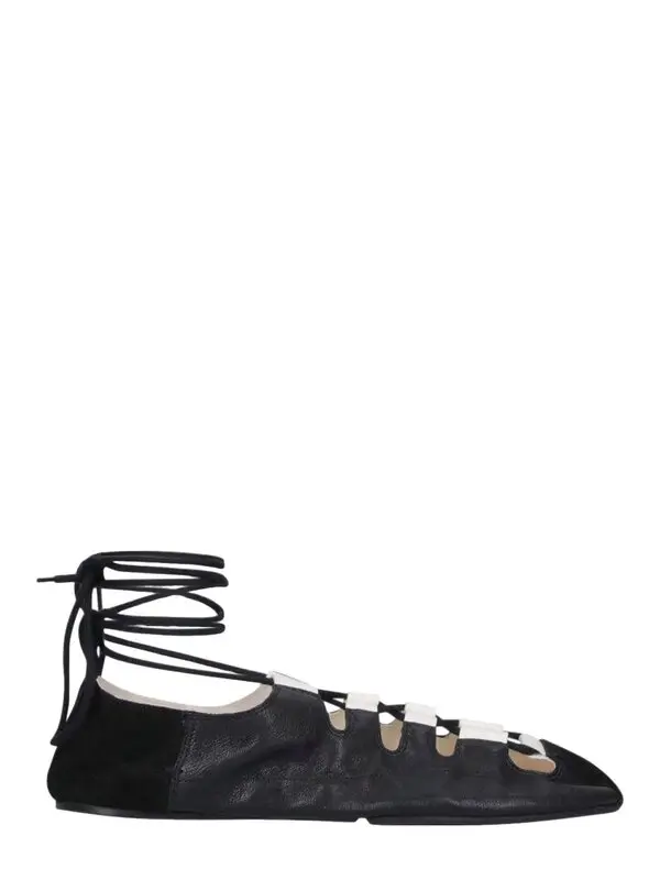Alaïa Flat Lace-up Leather Shoes - Black