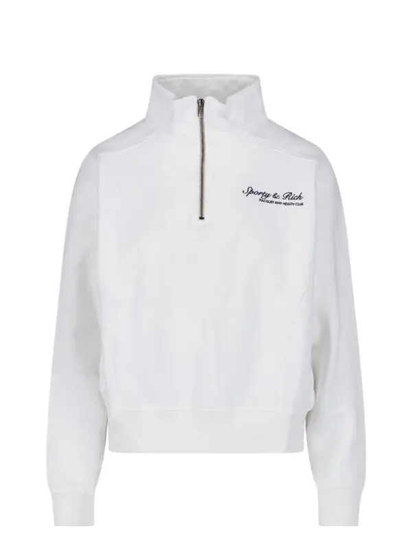 SPORTY & RICH Quarter Zip Sweater - White
