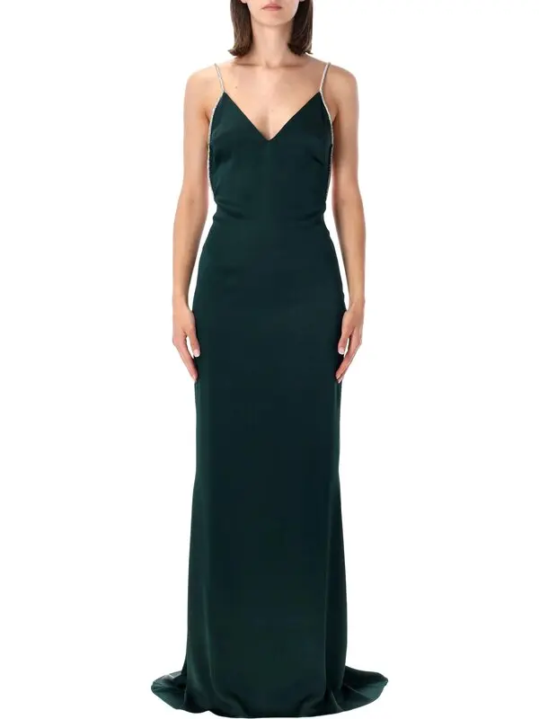 TOM FORD Deep V-neck Crystal-embellished Evening Gown - Emerald Crystal