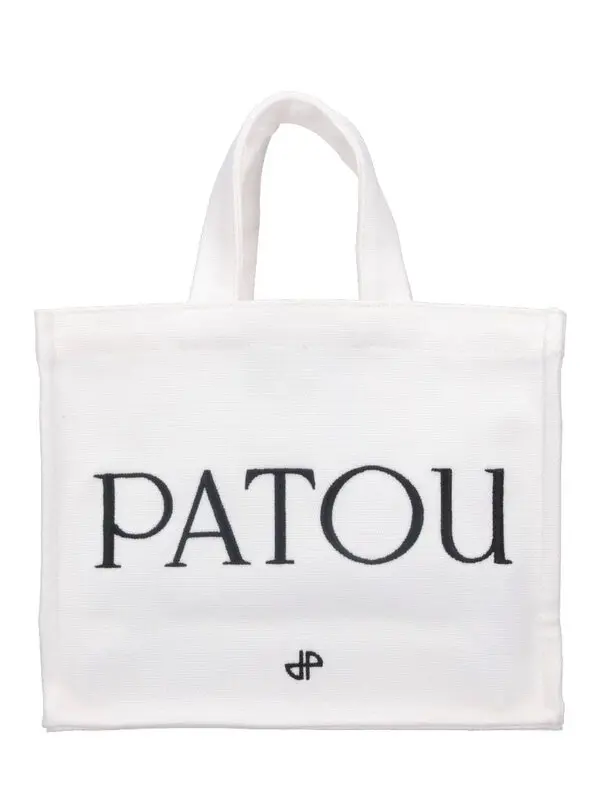 PATOU Logo Print Canvas Tote Bag - White