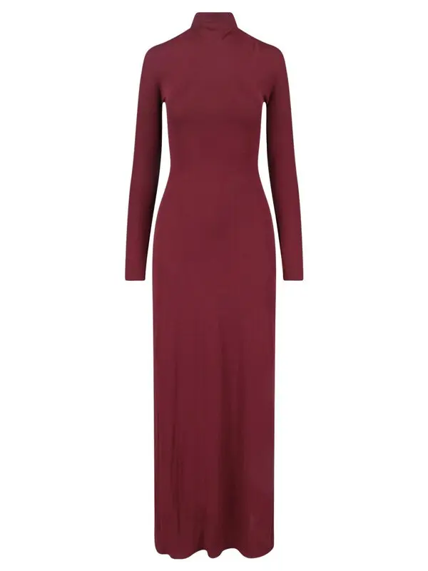Alaïa High Neck Maxi Dress In 100% Viscose - Red