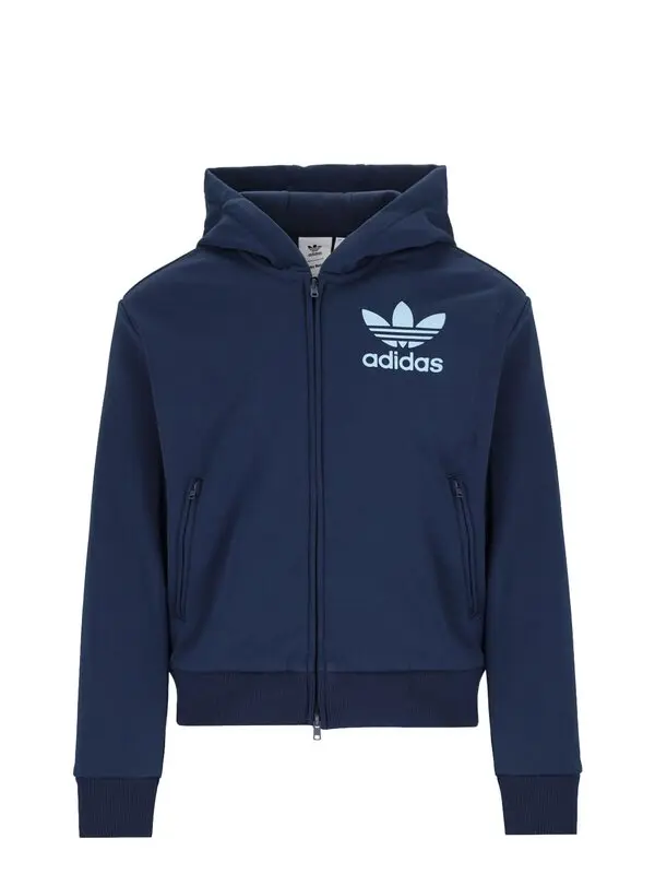 ADIDAS ORIGINALS BY WALES BONNER Full-zip Hooded Sweatshirt With Embroidered Logo - Blue