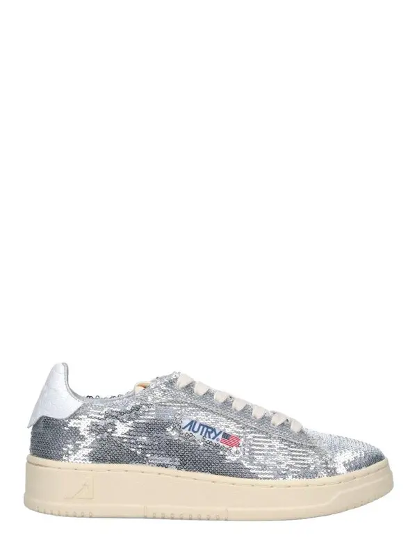 AUTRY Sneakers With Sequined Upper And Contrasting Details - Silver