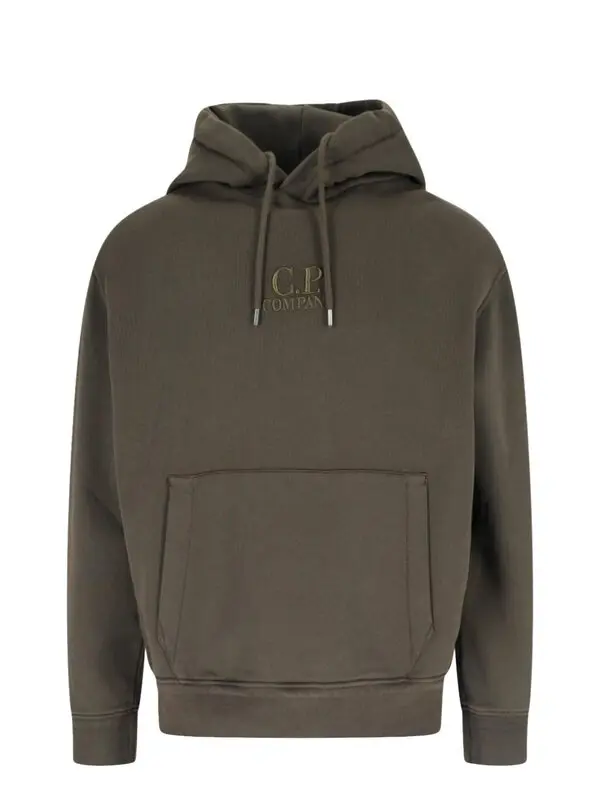 C.P. COMPANY Cotton Logo Hoodie - Green
