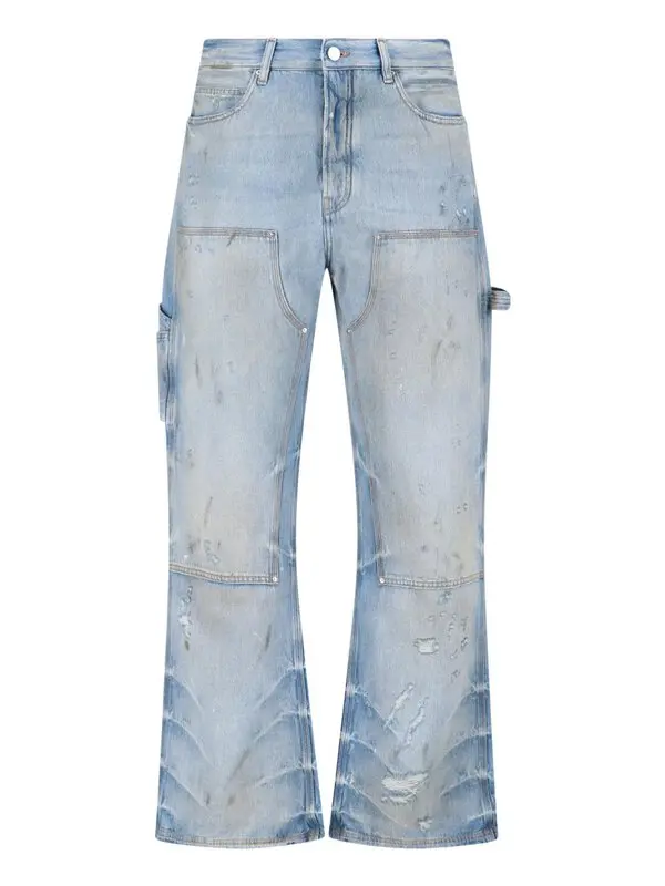 Amiri Distressed Carpenter Jeans - Light Blue