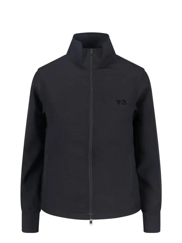 Y3 Recycled Polyester Zip-up Sweatshirt With Stand Collar - Black