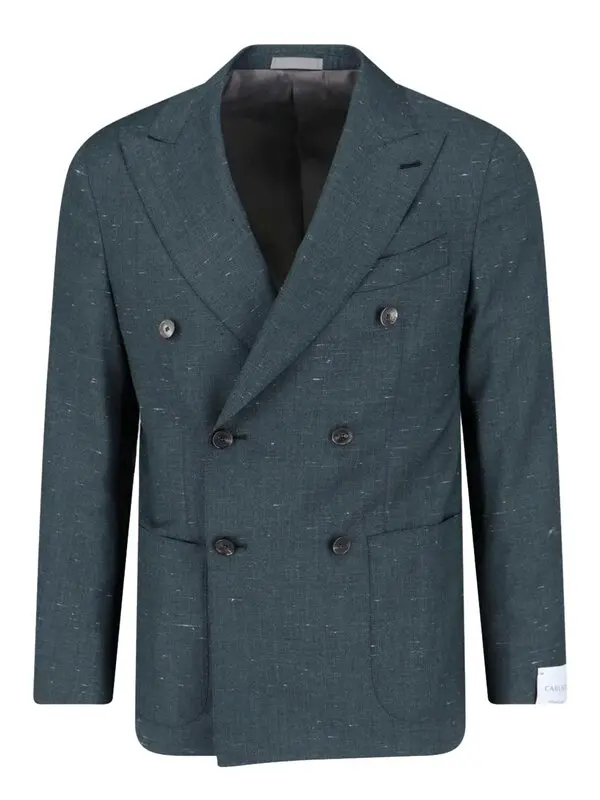 Caruso Tailored Wool Silk Jacket - Green