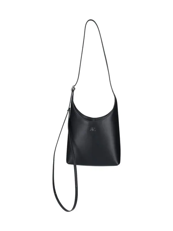 COURREGES Cow Leather Shoulder Bag - Black