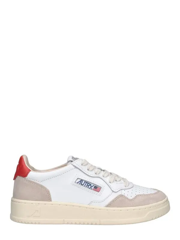 AUTRY Leather & Suede Low Top Sneakers - White