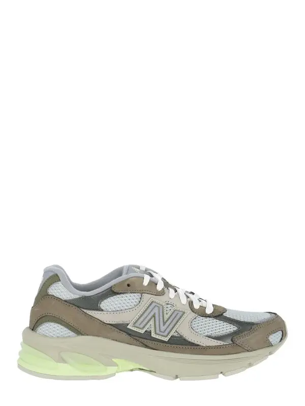 NEW BALANCE Leather & Mesh Lace-up Sneakers - Green