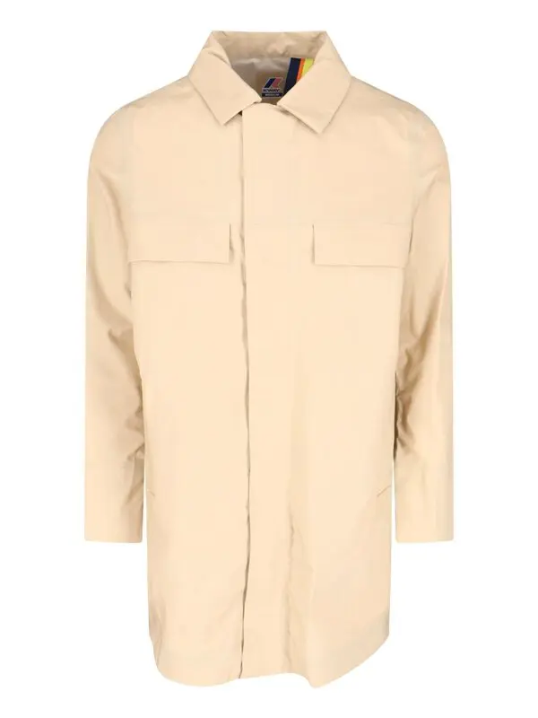 K-WAY Lightweight Cotton Jacket With Classic Collar - Beige