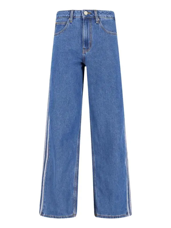 Adidas Wide Leg Jeans With Side Detail - Blue