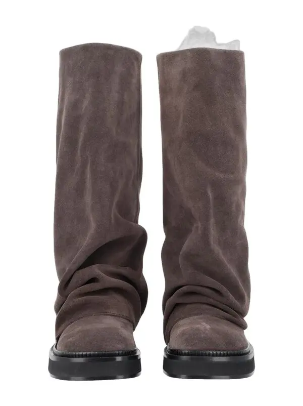 Attico Slouchy Suede Mid-calf Boots - Brown