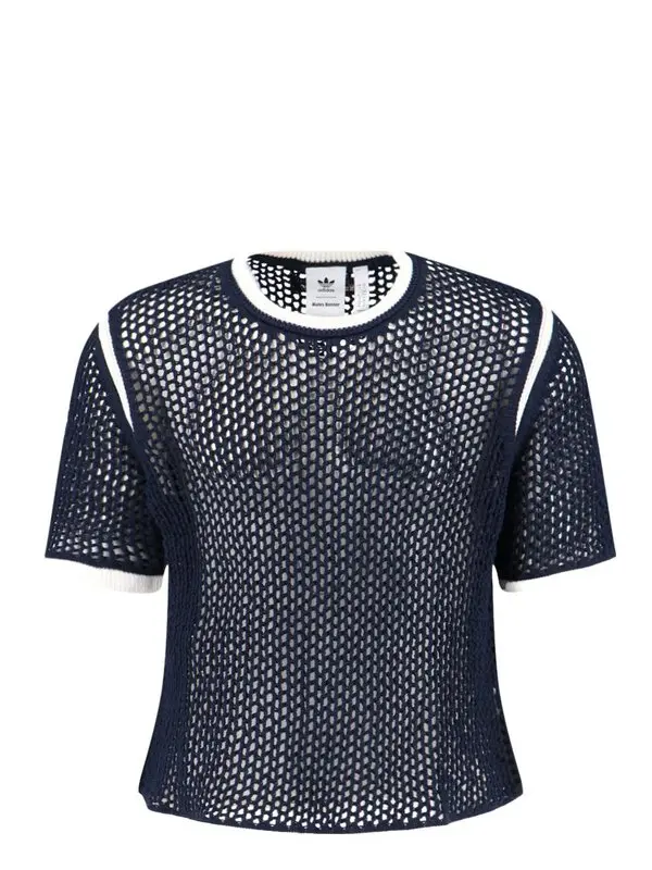 ADIDAS ORIGINALS BY WALES BONNER Mesh Knit Short Sleeve Top - Blue