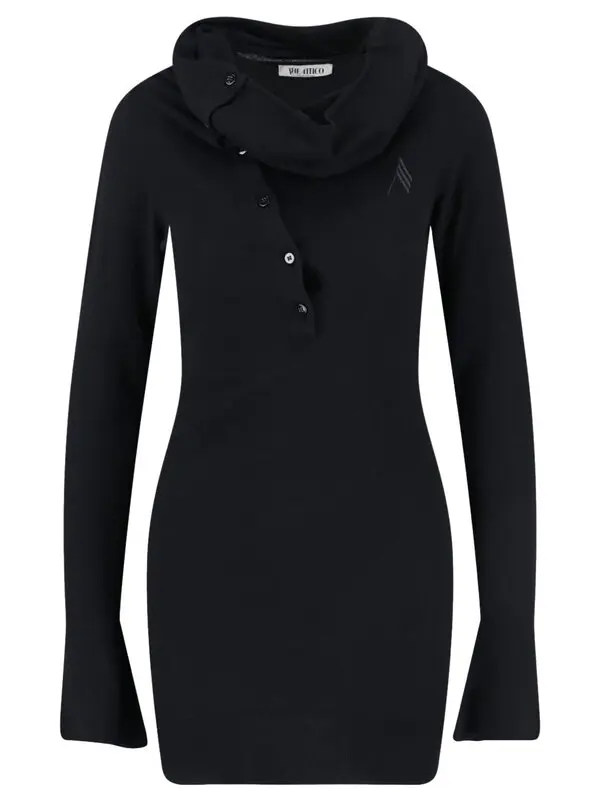 Attico Wool-cashmere Knit Slip Dress - Black