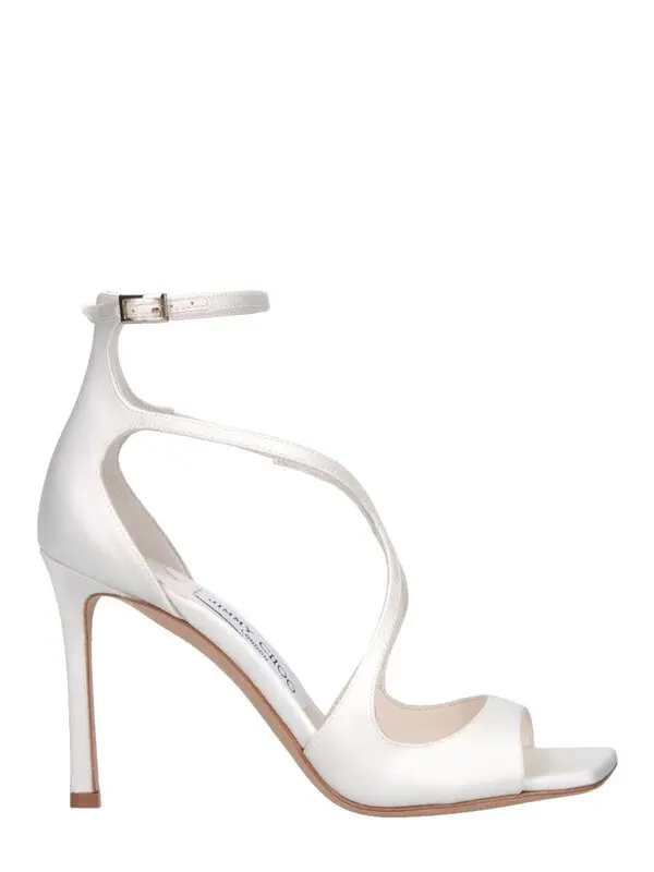 JIMMY CHOO Textile & Lamb Leather Platform Slides - White