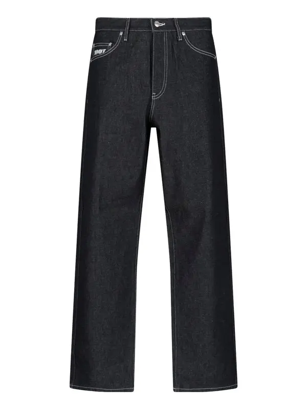 AWAKE NY Straight-leg Denim Jeans With Contrast Stitching - Black