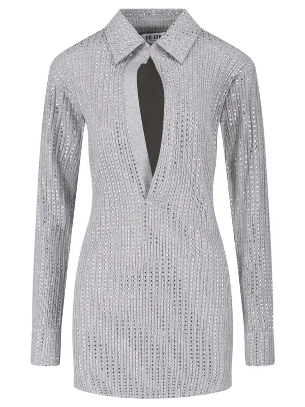 Attico Cotton Mini Dress - Grey