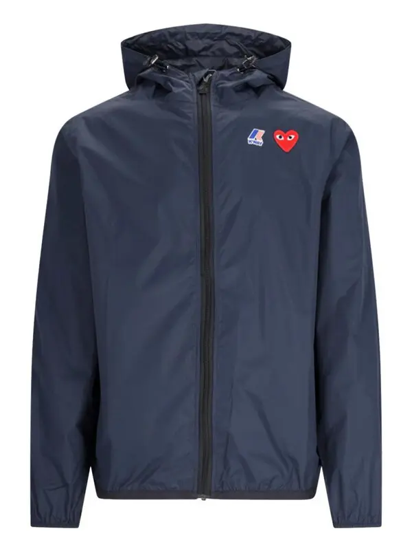Play Comme Des Garcon Zip Up Heart Logo Jacket - Blue