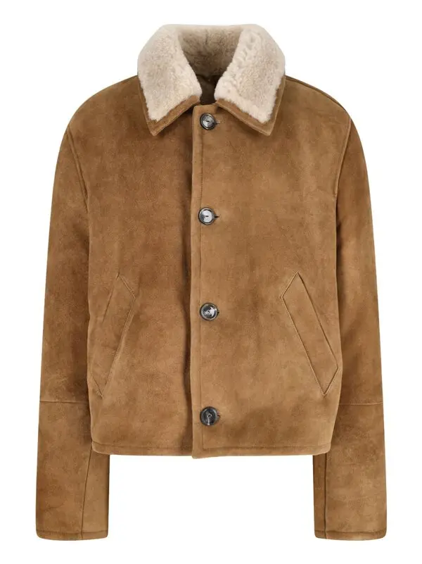 AMI Paris 100% Sheep Leather Jacket - Brown