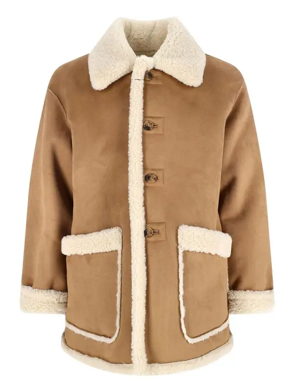 DUNST Shearling-lined Button-front Coat - Brown