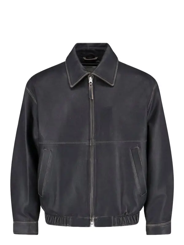 DUNST Lamb Leather Zip-up Jacket - Black