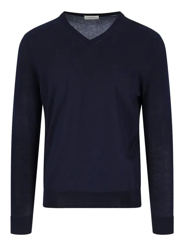 BALLANTYNE V-neck Long Sleeve Sweater - Blue