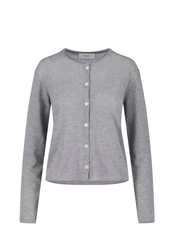 DUNST Cotton-modal Crewneck Cardigan - Grey