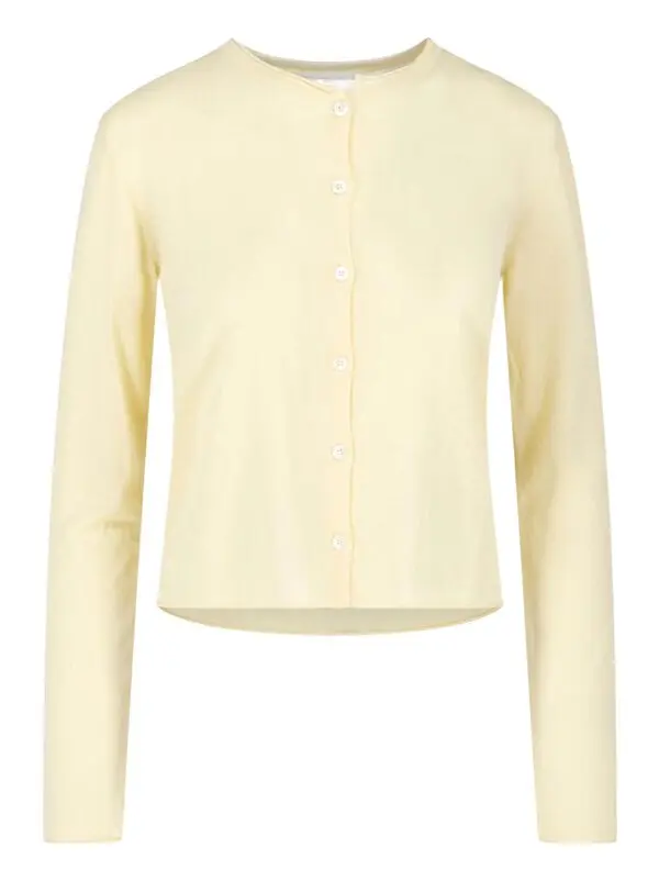 DUNST Crew Neck Modal-cotton Cardigan - Yellow