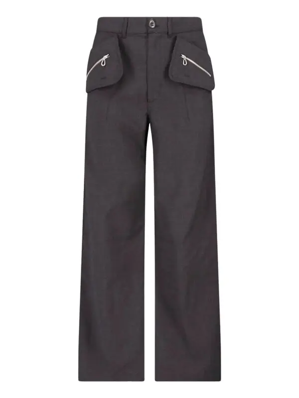 KIKO KOSTADINOV Virgin Wool Trousers With Zippered Pockets - Brown