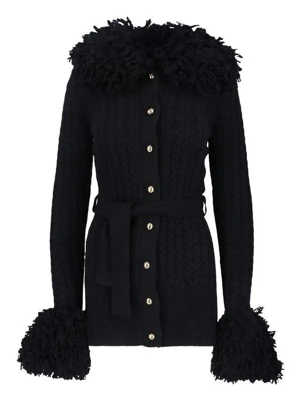PATOU Knitted Cardigan With Embellished Collar And Cuffs - Black
