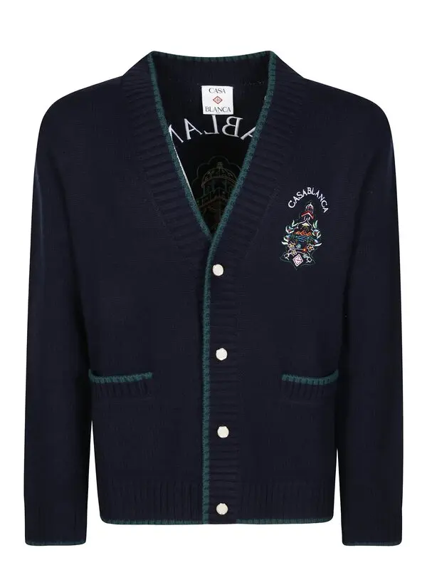 Casablanca Wool & Silk Cardigan - Nero
