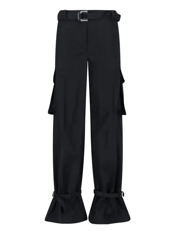 Attico Belted Wide-leg Cargo Pants - Black