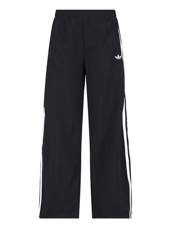 Adidas Wide-leg Track Pants With Side Stripes - Black