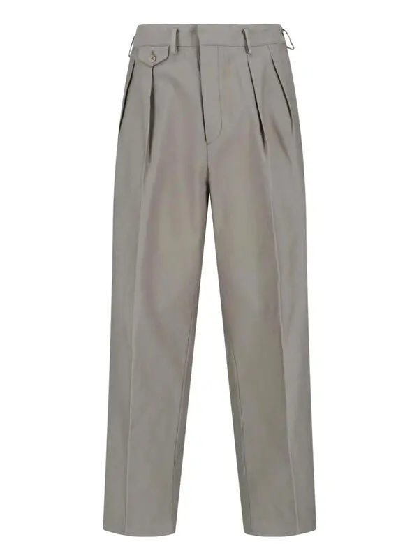 KAPTAIN SUNSHINE 100% Cotton Tapered Trousers With Drawstring Waist - Green