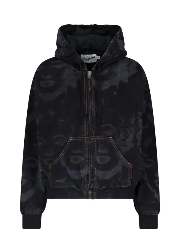 Vaquera Graphic Zip-front Hooded Jacket - Black
