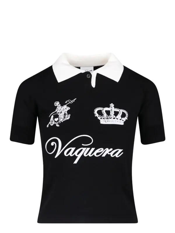 Vaquera Embroidered Polo Shirt - Black