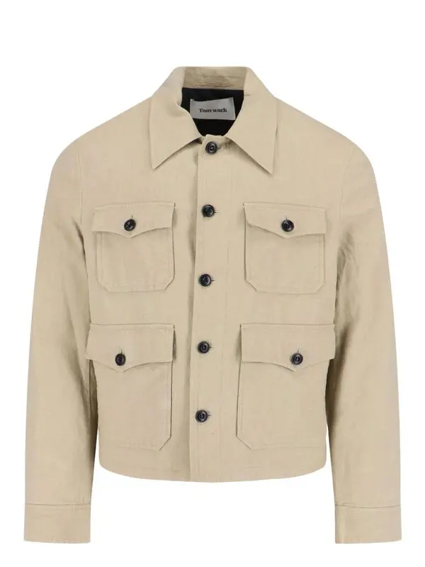 TONYWACK Lightweight Linen-cotton Blend Jacket With Classic Collar - Beige