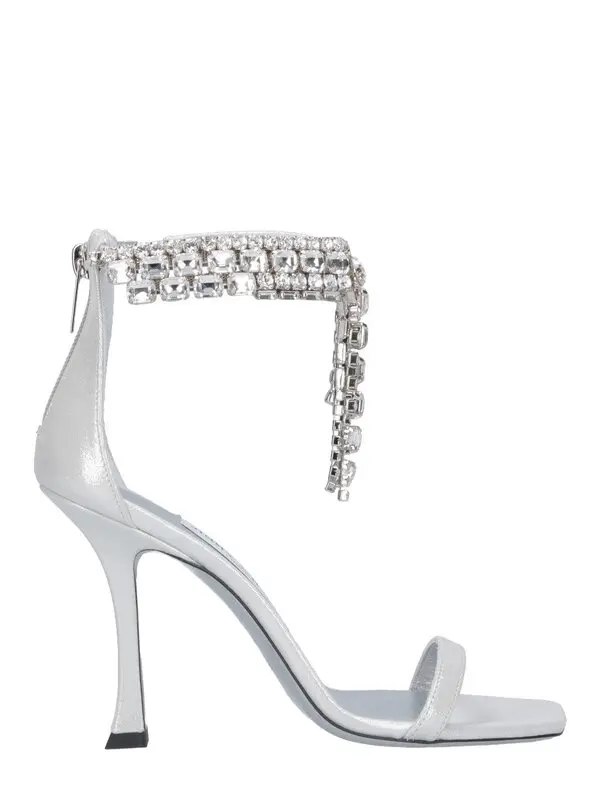 JIMMY CHOO Sculptural Embellished Stiletto Sandals - Silver