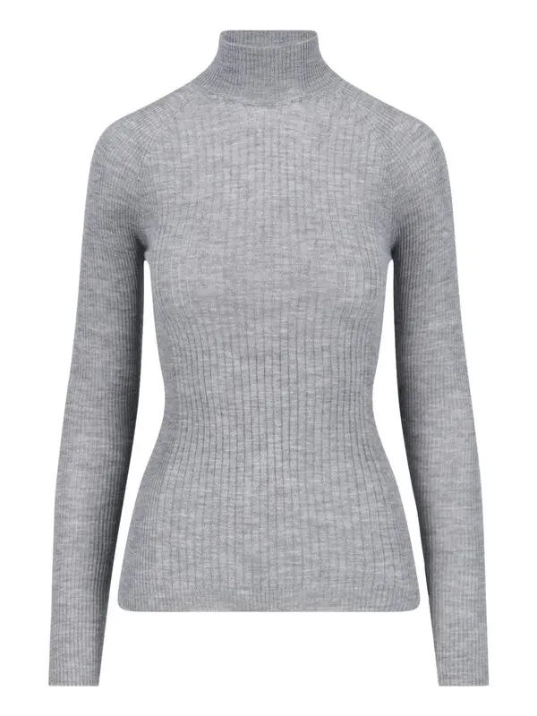 SA SU PHI Ribbed Knit Turtleneck Sweater - Grey