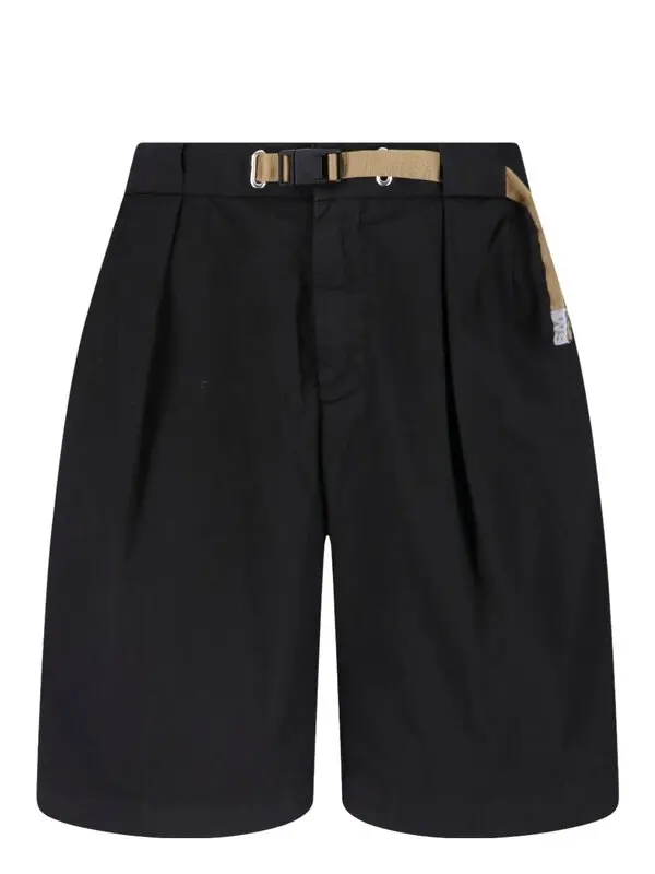 WHITE SAND Cotton Elastane Trousers With Belted Waist - Black
