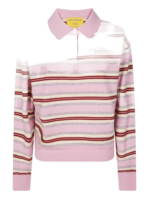 Guest In Residence Striped Cashmere Polo - Rosa