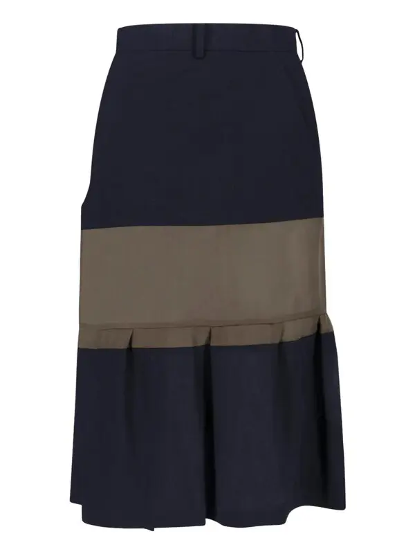 Sacai Wool Asymmetric Skirt With Cupro Lining - Blue