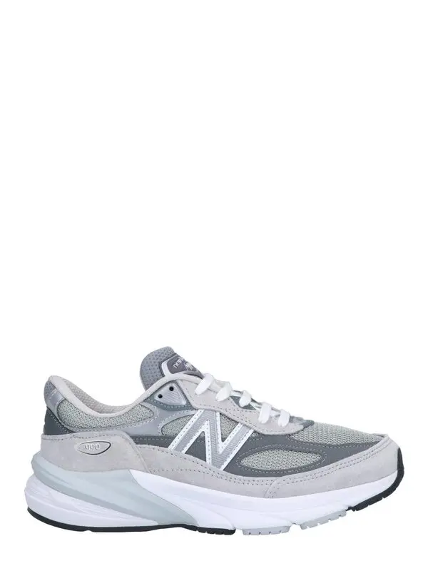 NEW BALANCE Pigskin & Mesh Lace-up Sneakers - Grey