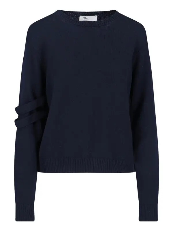 Sibel Saral Merino Wool Crewneck Sweater With Sleeve Detail - Blue