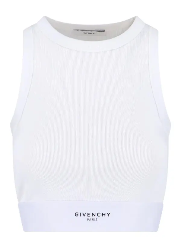 Givenchy Ribbed Cotton Blend Crop Top - White