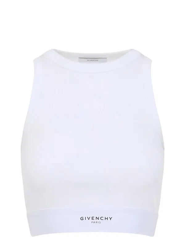 Givenchy Ribbed Cotton Blend Crop Top - White