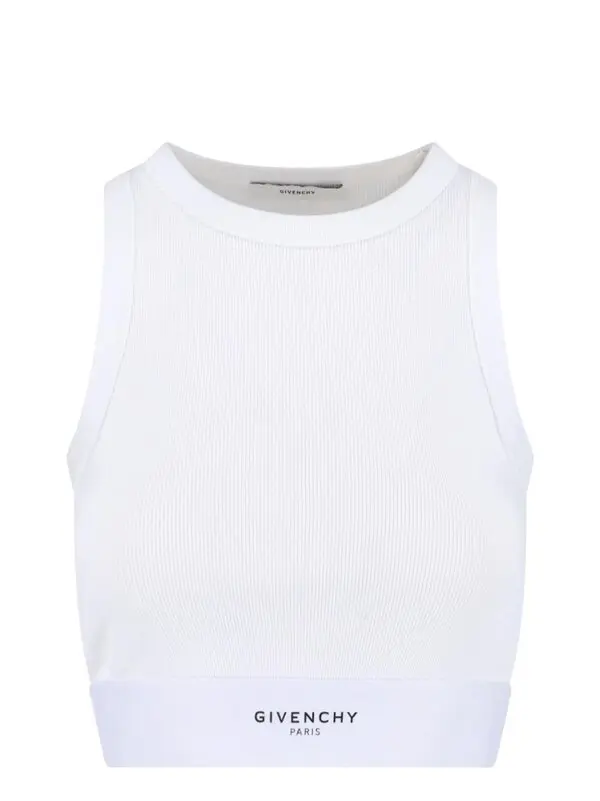 Givenchy Ribbed Cotton Blend Crop Top - White